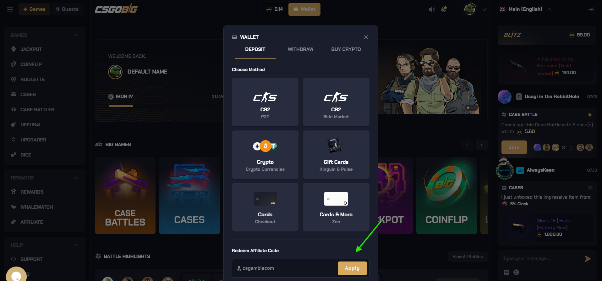 CSGOBIG Review 2025 » Games, Features and Free Cases