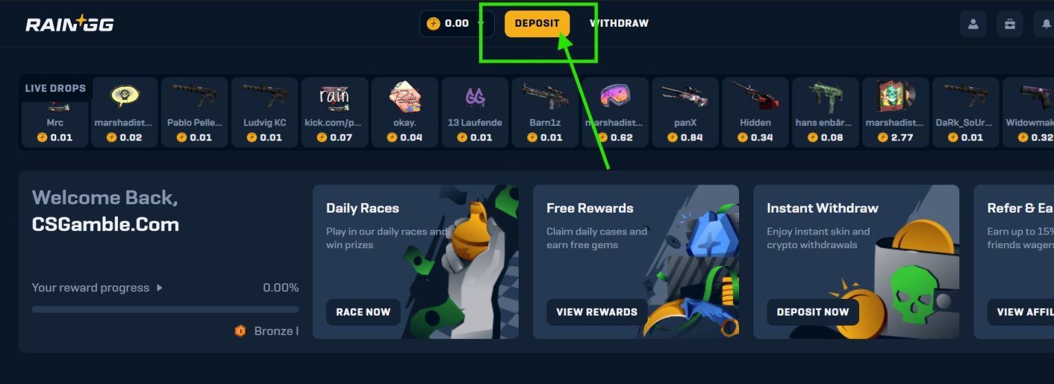 Rain.GG Promo Code February 2025 » Claim 5% Deposit Bonus